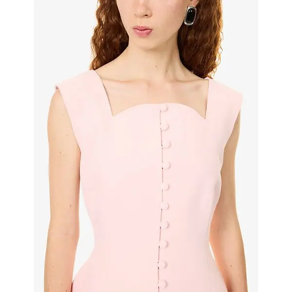 Mona Alshebil Structured Button-front Crepe Top - Peach