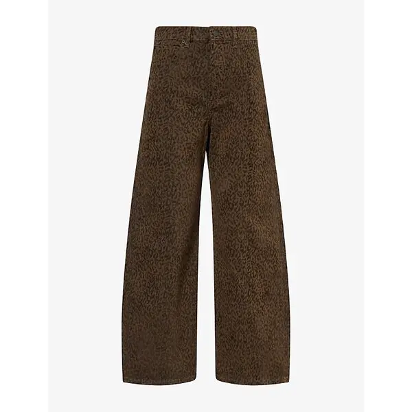 FRAME Animal Print High-rise Cropped Jeans - Sandcat