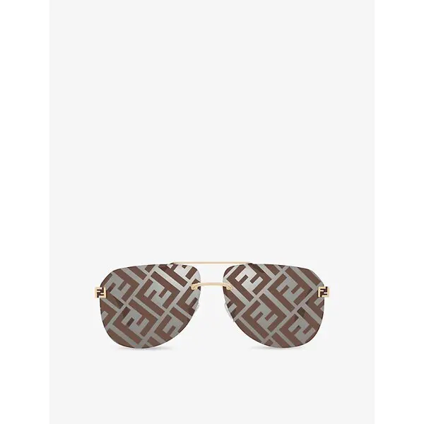 Fendi Sky Metal Aviator Sunglasses - Gold