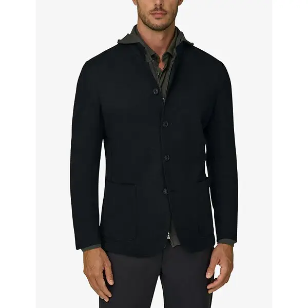 Boggi Milano Diagonal Regular-fit Stretch Wool-blend Blazer