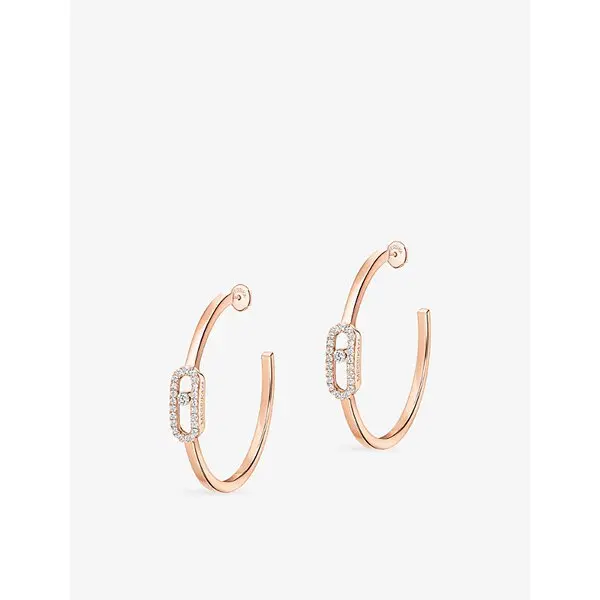 Messika Move Uno Small 18ct Gold And 0.29ct Diamond Hoop Earrings - Pink
