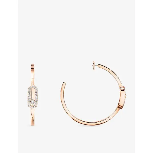 Messika Move Uno Small 18ct Gold And Diamond Hoop Earrings - Pink