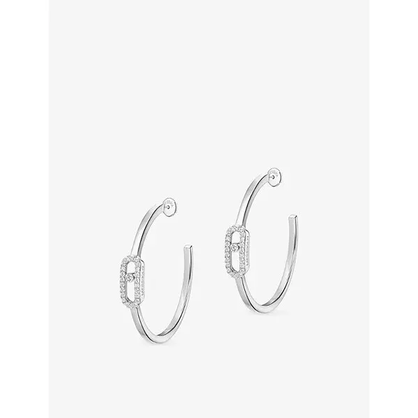 Messika Move Uno Small 18ct Gold Diamond Hoop Earrings - White