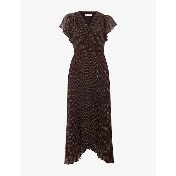 PHASE EIGHT Louisa Pin-spot Wrap Midi Dress - Brown