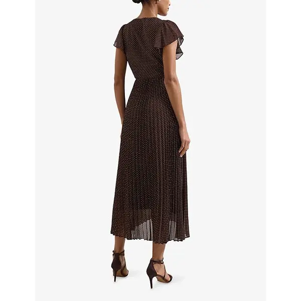 PHASE EIGHT Louisa Pin-spot Wrap Midi Dress - Brown