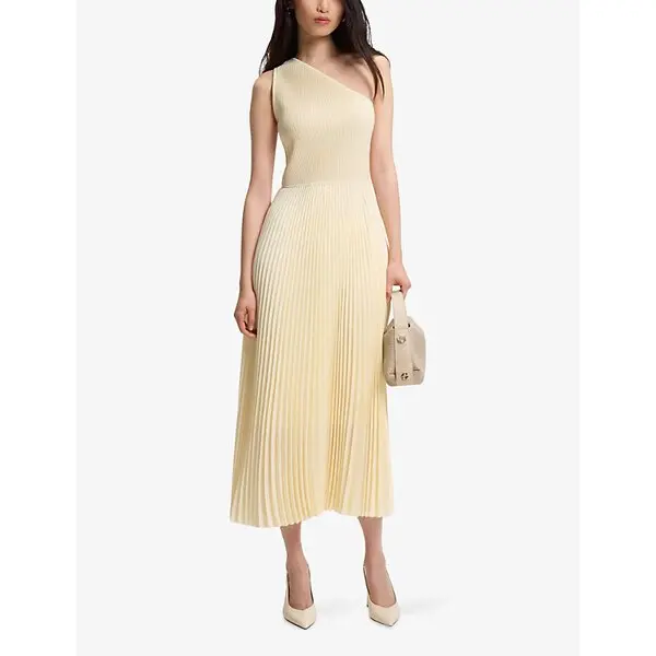 BOSS One-shoulder Pleated Midi Dress