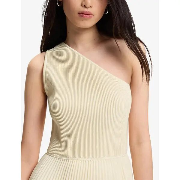 BOSS One-shoulder Pleated Midi Dress