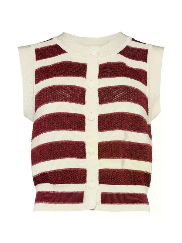 ERES Divergent Striped Button-front Top