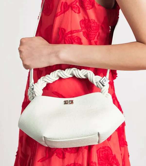 GANNI Mini Ostrich-effect Shoulder Bag - Ivory