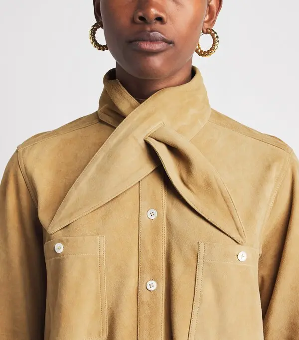 Polo Ralph Lauren Suede Tie-neck Utility Dress - Beige