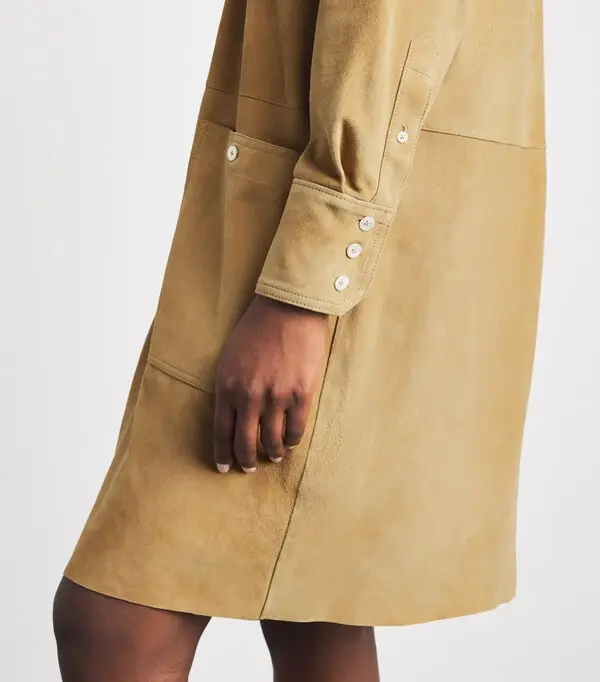 Polo Ralph Lauren Suede Tie-neck Utility Dress - Beige