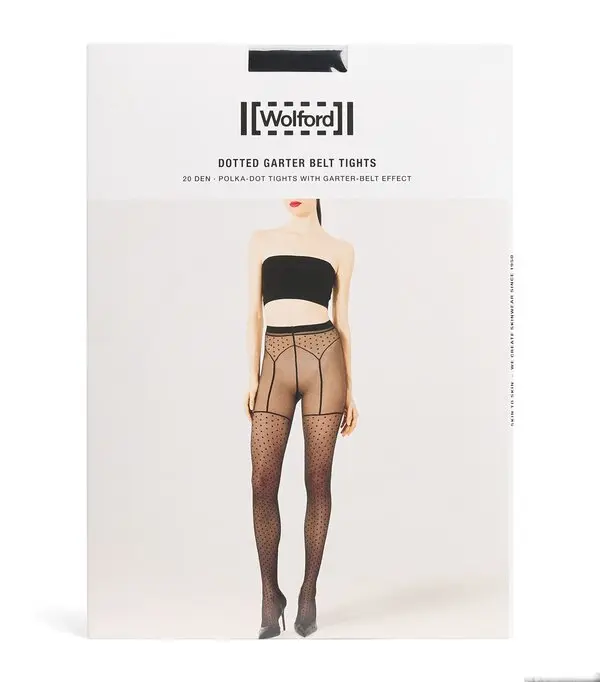 Wolford Dotted Garter Belt 20 Denier Tights - Black