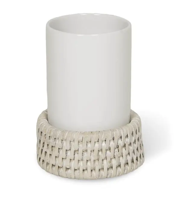 DECOR WALTHER Rattan-porcelain Toiletry Holder - Brown