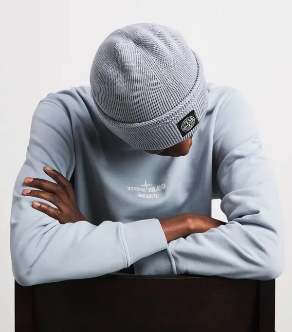 Stone Island Cotton Beanie With Compass Patch