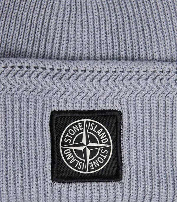 Stone Island Cotton Beanie With Compass Patch