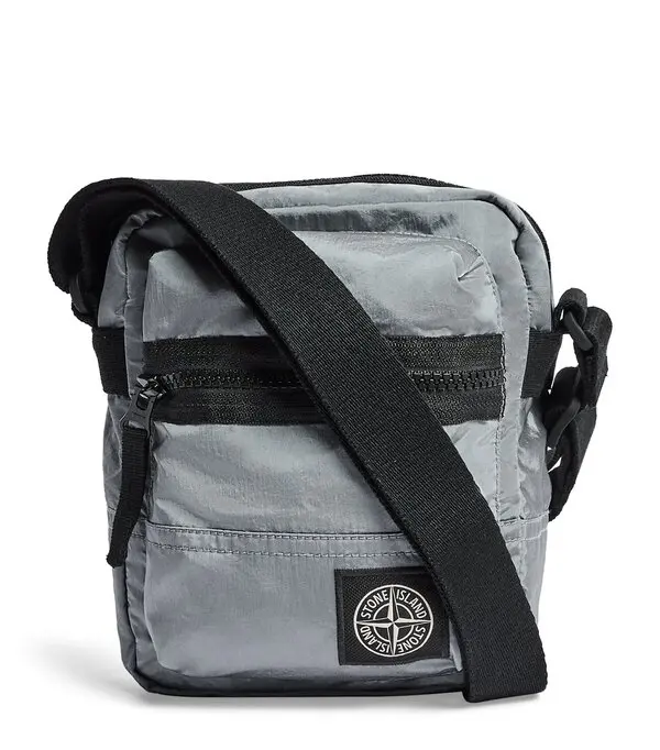 Stone Island Coated Nylon Logo Cross-body Bag - Grey