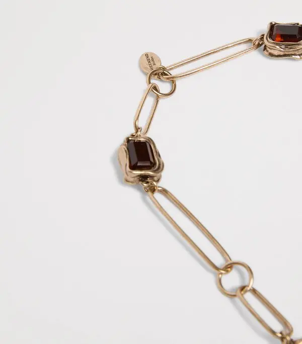 Max Mara Tone Link Necklace With Dark Gemstones