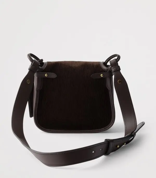 Prada Mini Leather And Corduroy Corsaire Shoulder Bag