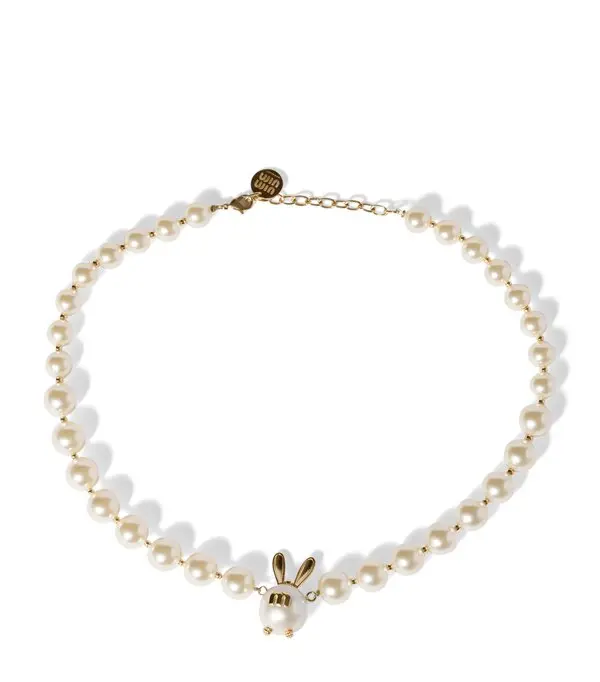 Miu Miu Pearl-effect Necklace - Metallic