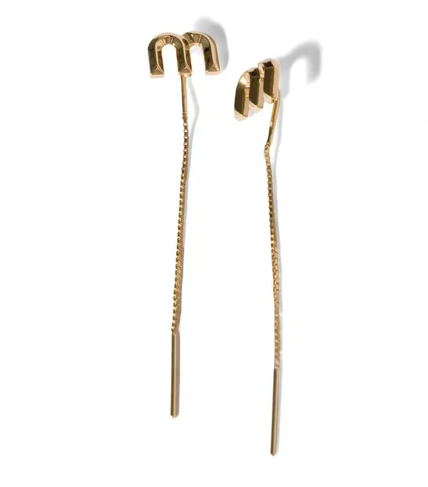 Miu Miu Chain-pendant Stud Earrings - Metallic