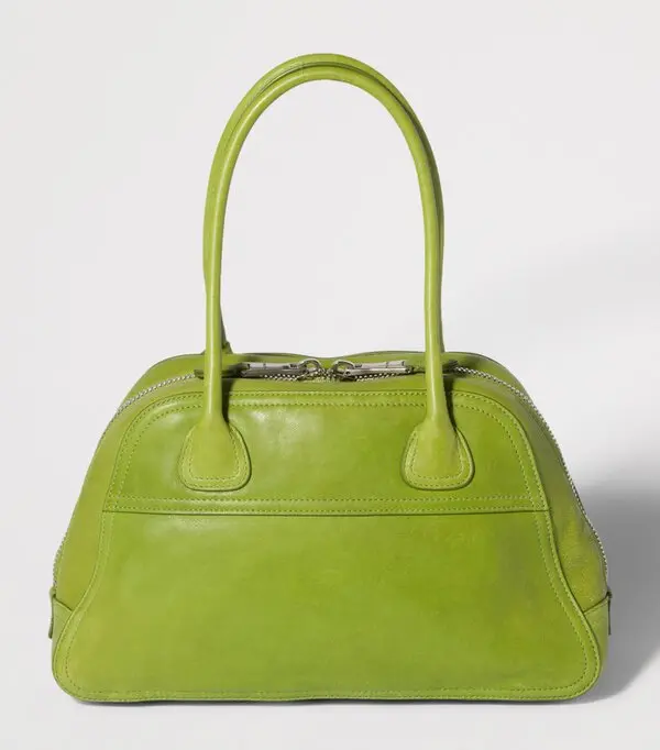 Miu Miu Large Nappa Leather Vivant Top-handle Bag - Green