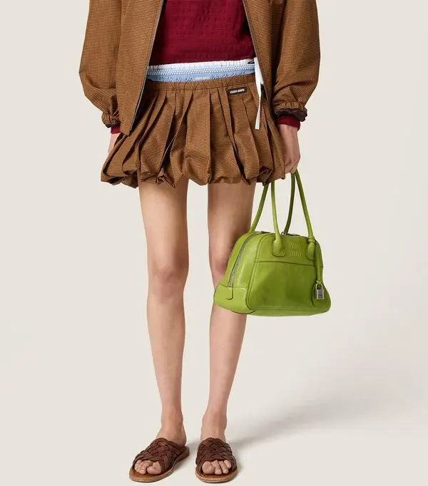 Miu Miu Large Nappa Leather Vivant Top-handle Bag - Green