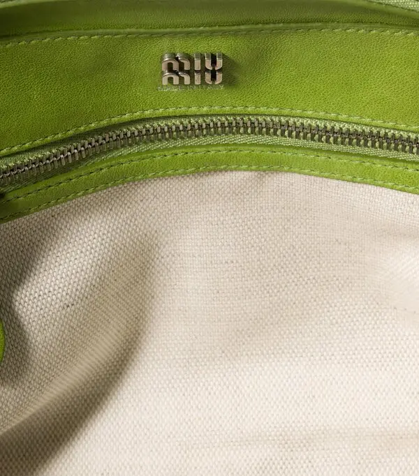 Miu Miu Large Nappa Leather Vivant Top-handle Bag - Green