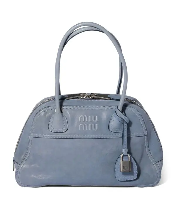 Miu Miu Large Nappa Leather Vivant Top-handle Bag - Blue