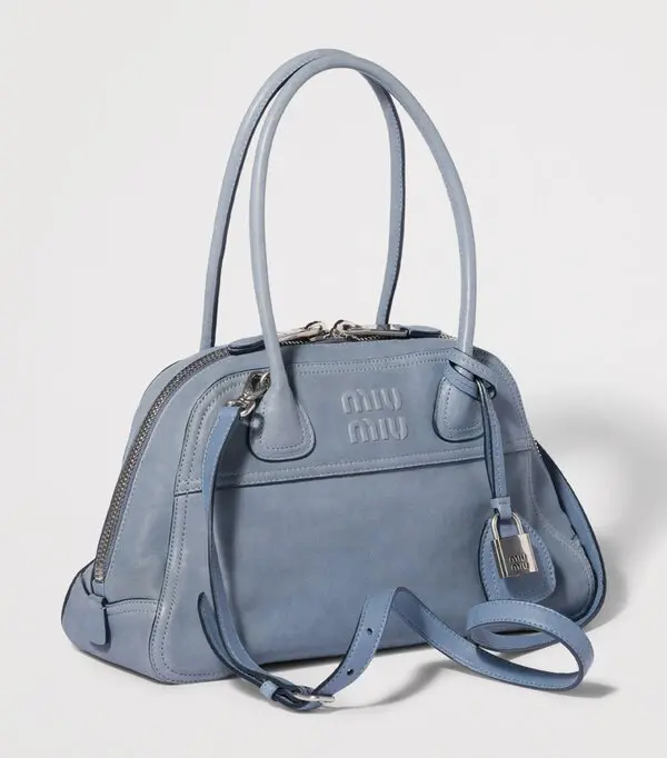 Miu Miu Large Nappa Leather Vivant Top-handle Bag - Blue