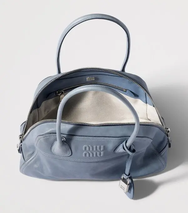 Miu Miu Large Nappa Leather Vivant Top-handle Bag - Blue