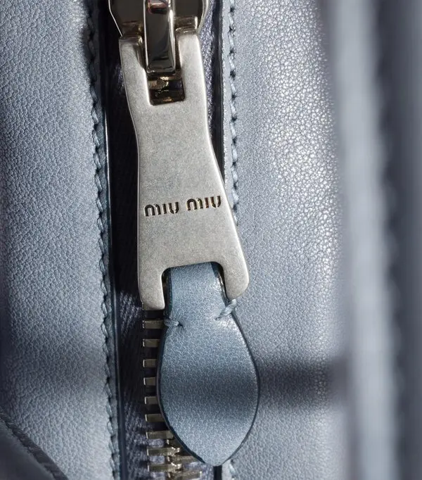 Miu Miu Large Nappa Leather Vivant Top-handle Bag - Blue