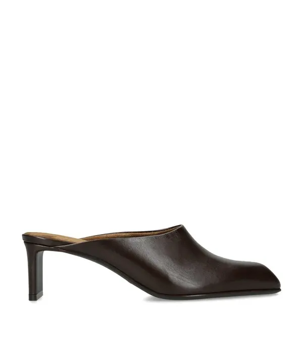 Khaite Leather Colt Heeled Mules 50