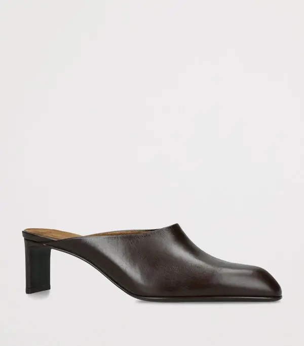 Khaite Leather Colt Heeled Mules 50