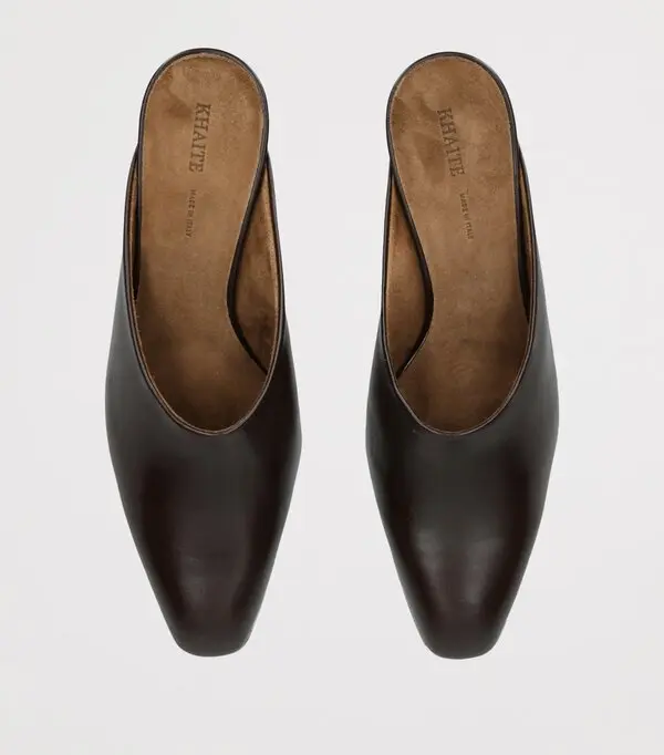 Khaite Leather Colt Heeled Mules 50