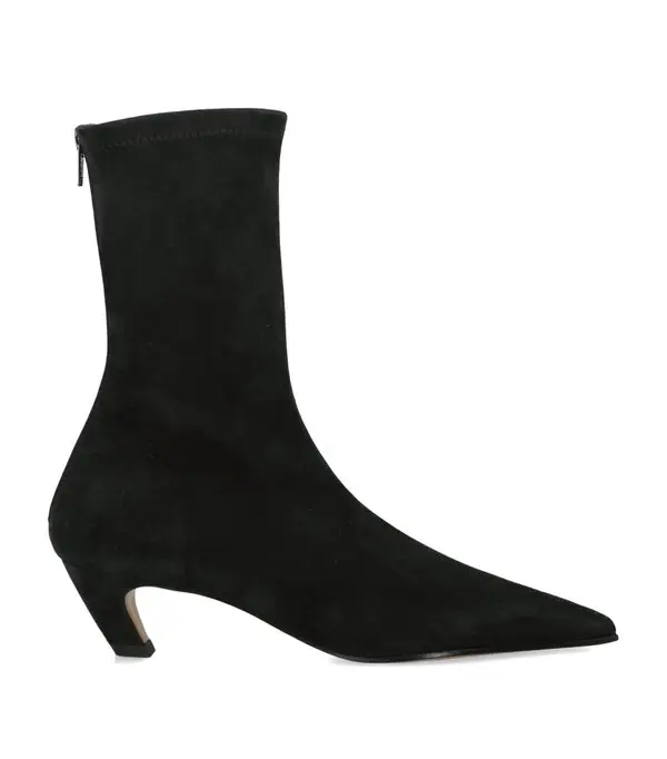 Khaite Suede Arizona Ankle Boots - Black