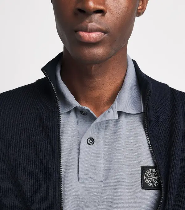 Stone Island Cotton Compass Polo Shirt - Grey
