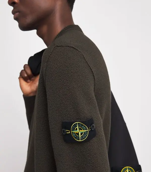 Stone Island Virgin Wool Compass Sweater - Black