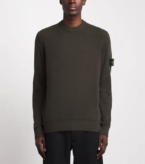 Stone Island Virgin Wool Compass Sweater - Black