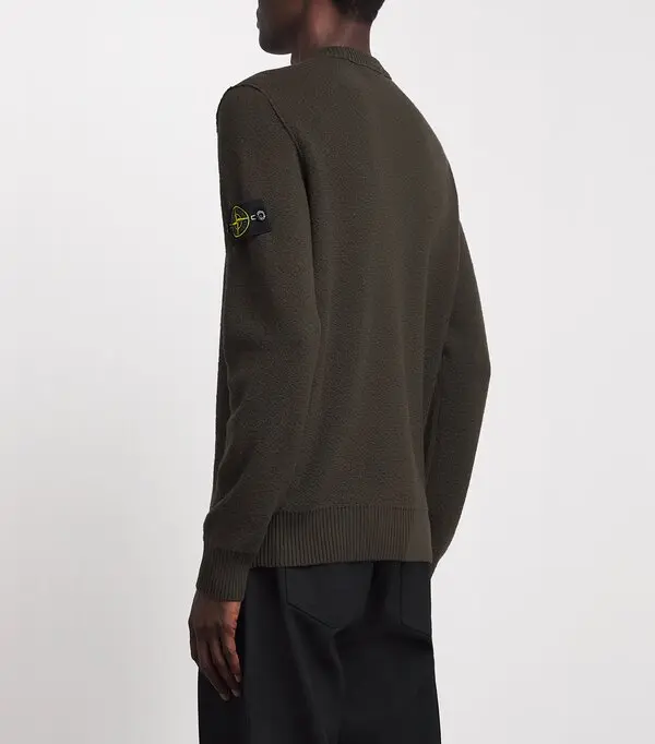Stone Island Virgin Wool Compass Sweater - Black