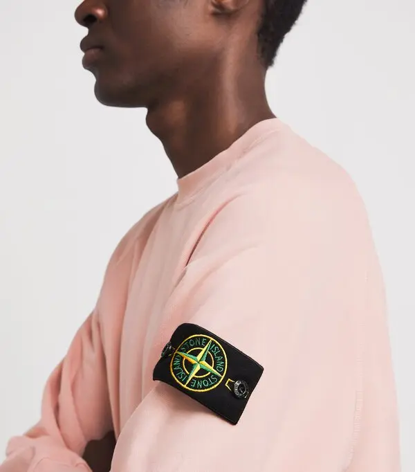 Stone Island Cotton Crewneck Sweatshirt With Embroidered Logo - Pink