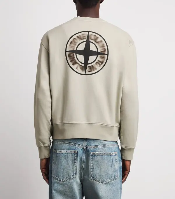 Stone Island Cotton Sweatshirt With Blurred Compass Graphic