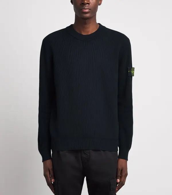 Stone Island Ribbed Compass Patch Sweatshirt