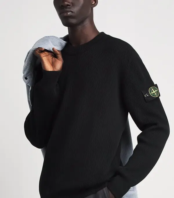 Stone Island Cotton Rib-knit Compass Sweater