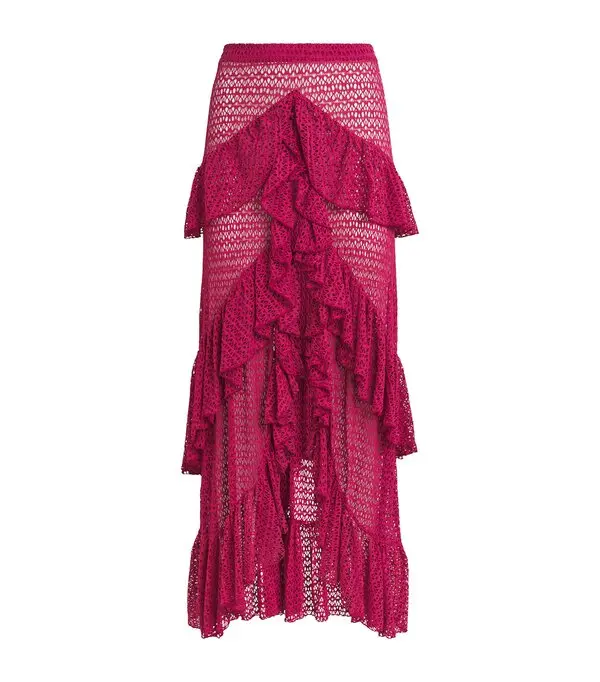 PatBO Crochet Ruffle Maxi Skirt