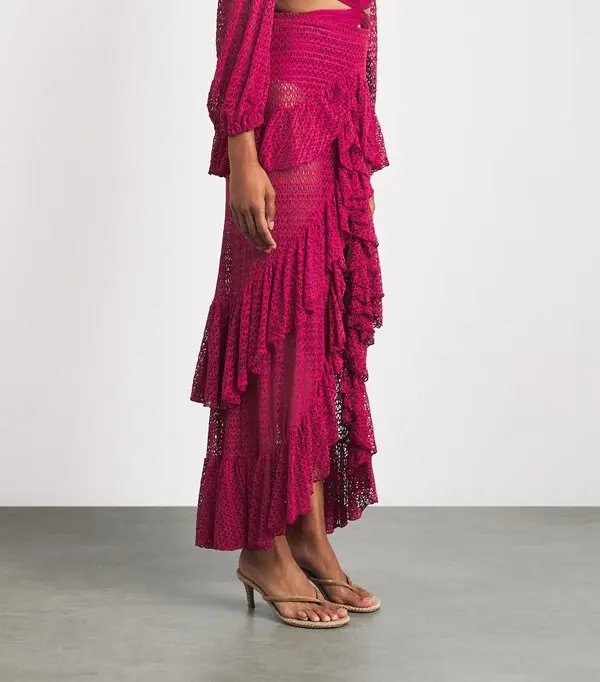 PatBO Crochet Ruffle Maxi Skirt