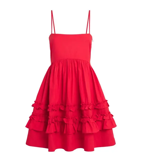 GANNI Cotton Ruffled Mini Dress