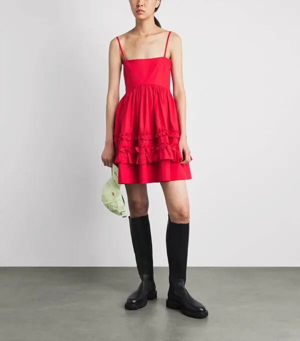 GANNI Cotton Ruffled Mini Dress