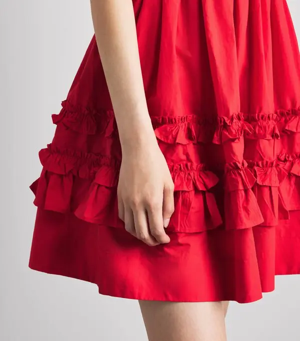 GANNI Cotton Ruffled Mini Dress