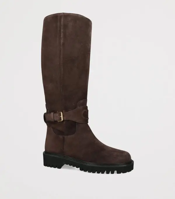 Valentino Garavani Suede Vlogo Knee-high Boots