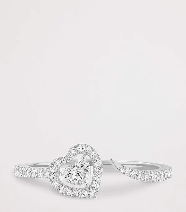 Messika Joy Cœur White Gold And Diamond Pavé Ring
